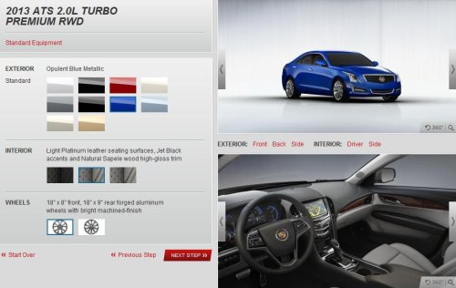The 2013 Cadillac ATS build page is live - sans the pricing